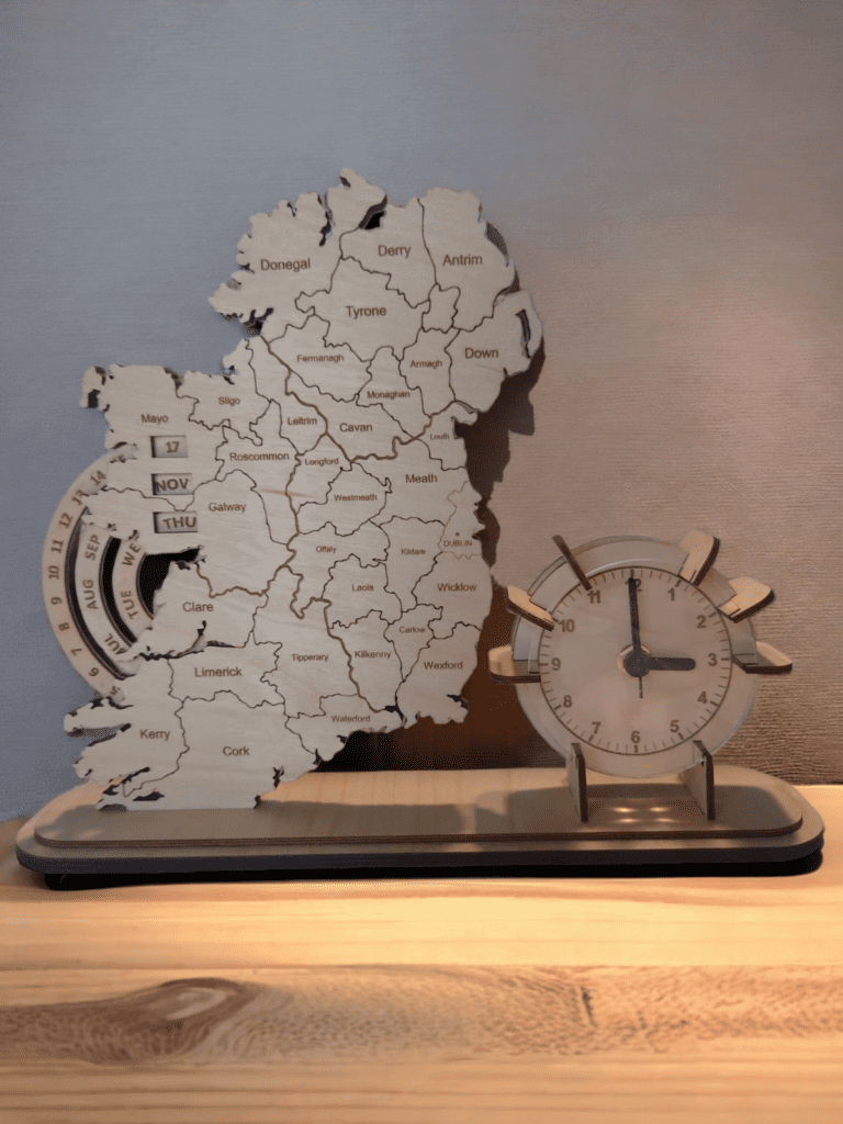 Wooden Ireland Map Clock | Crafted in Ireland | Cuando