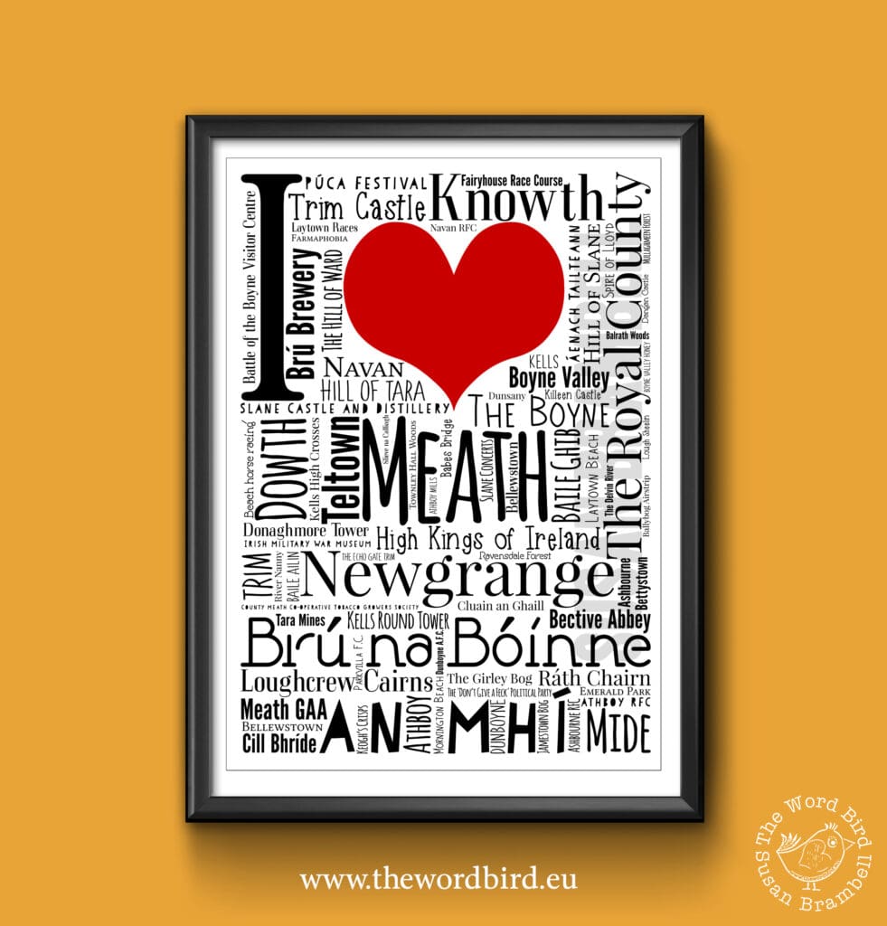 Meath Gift | I Love Meath Word Art | Made in Ireland | Cuando